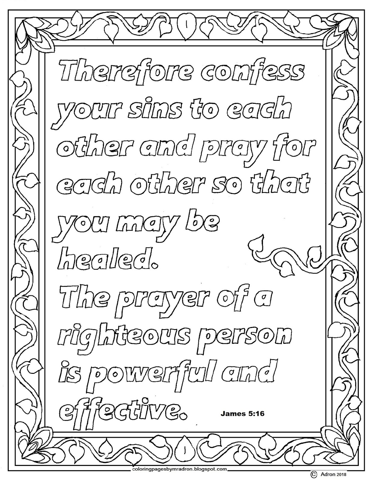 Coloring Pages for Kids by Mr. Adron: James 5:16 Print And Color Page ...