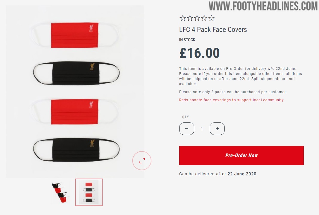 Official Liverpool FC Face Masks Released - BVB Face Masks Reach Insane ...