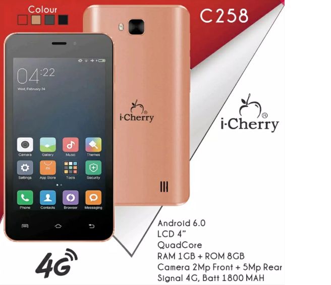 I-Cherry C258 Android 4G LTE, HP 4G 500 Ribuan | Harga dan Spesifikasi HP