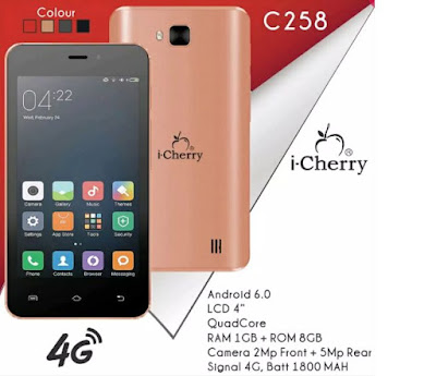I-Cherry C258 Android 4G LTE, HP 4G 500 Ribuan | Harga dan Spesifikasi HP