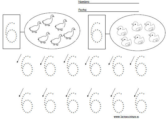 FICHAS DE APRENDIZAJE: numero 6