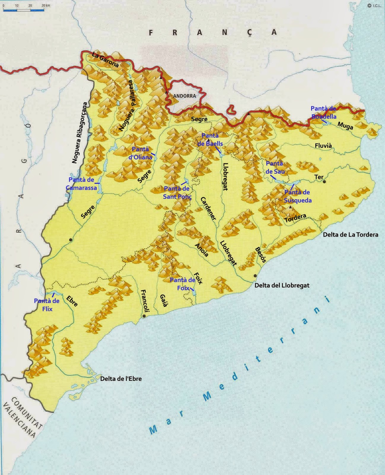MEDI A CICLE SUPERIOR: Mapa de rius de Catalunya