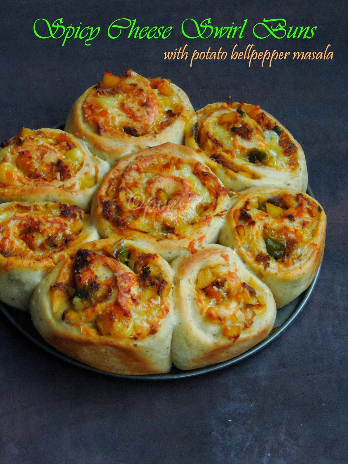 Priya's Versatile Recipes: Spicy Cheesy Swirl Buns with Potato ...