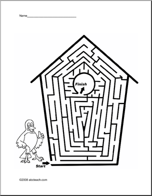 colouring and puzzles printable pages: Bird house maze