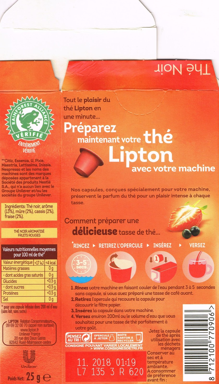 capsules-et-dosettes: Capsules type Nespresso Lipton : Thé Noir Fruits ...
