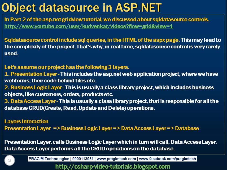 Sql Server Net And C Video Tutorial Part 3 Object Datasource In Aspnet