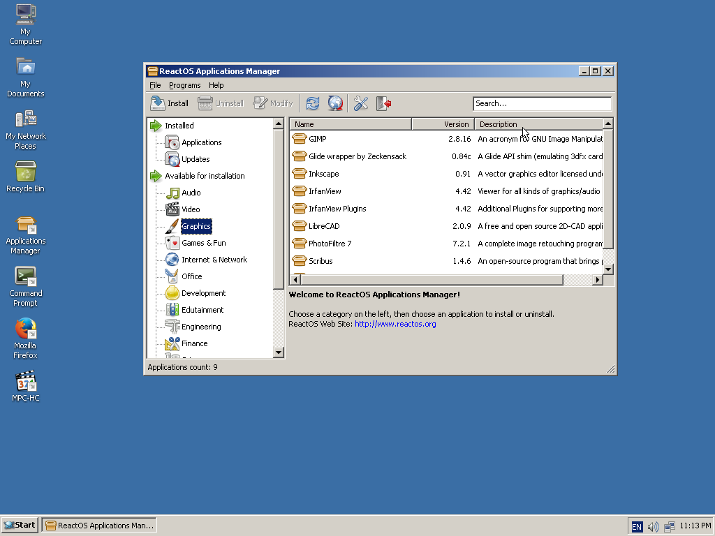 ReactOS 0.4.1 screenshots