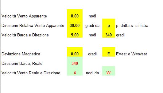 Calcolo del vento reale e della direzione ~ Terraferma Sailors