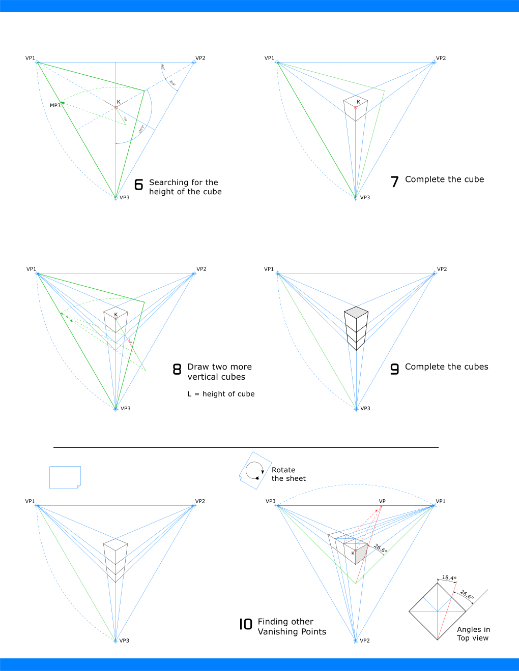 Prospettiva da 0 a 6 punti di fuga: Linear perspective: Three-point ...