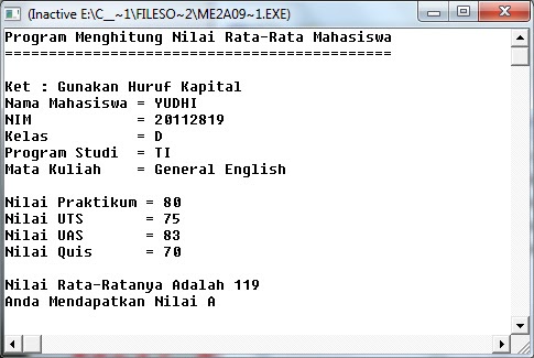 Program Aplikasi Rata-Rata Nilai Mahasiswa (C++) - Acortz'08 Technology