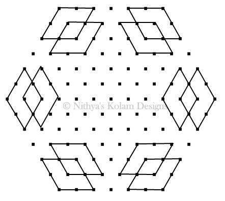 Nithya's Kolam Designs: Kolam 58 : Interlocked dots 13 x 7