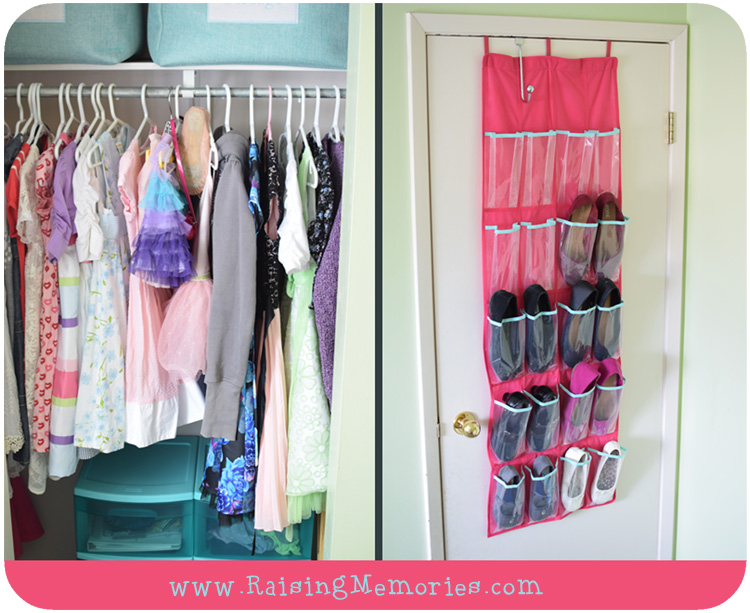 Gold, White, Coral & Mint Shared Girls Bedroom Makeover