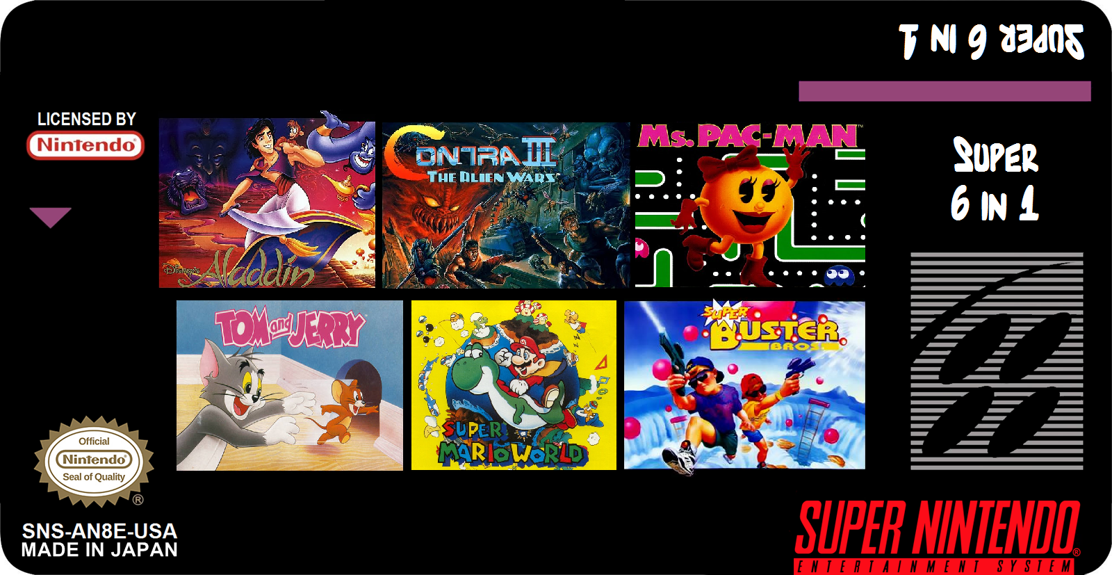 Super Nintendo Labels: Super 6 in 1