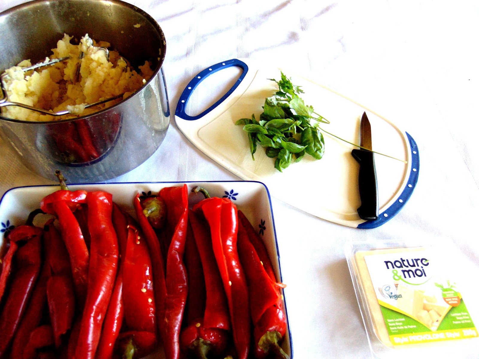 Piments bananes farcis aux pommes de terre