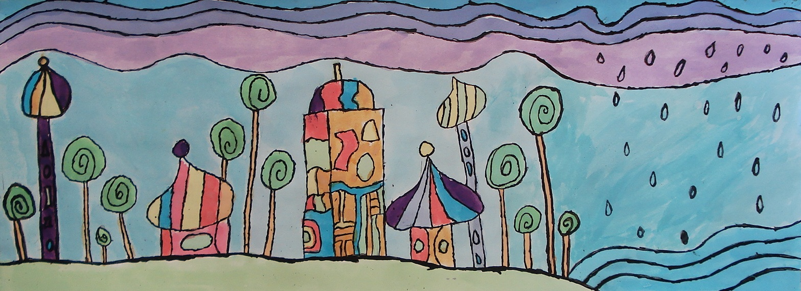 a faithful attempt: Hundertwasser Houses Watercolour Painting