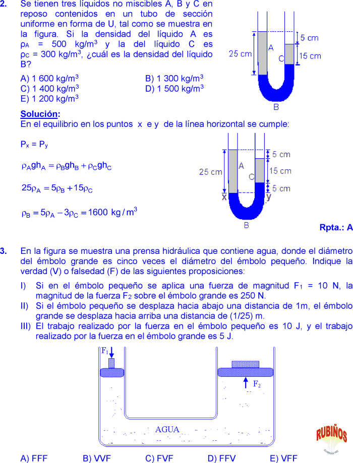 HIDROSTÁTICA EJEMPLOS Y EJERCICIOS RESUELTOS DE ESTÁTICA DE FLUIDOS