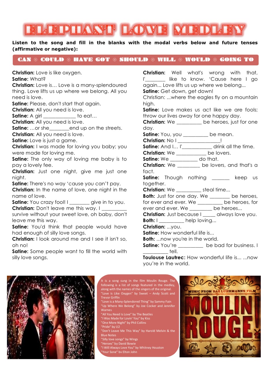 E.T The English Teacher: Moulin Rouge - Elephant Love Medley