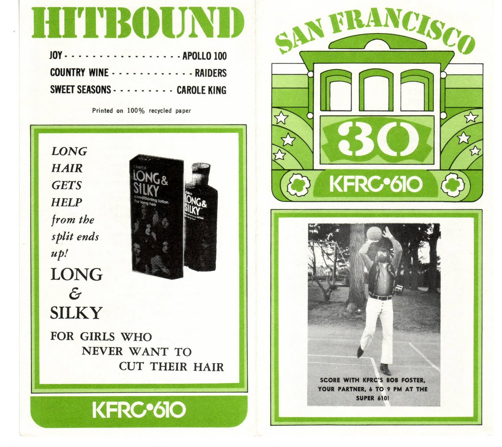 Classic Top 40 Radio: KFRC San Francisco music survey 1-3-72 Bob Foster