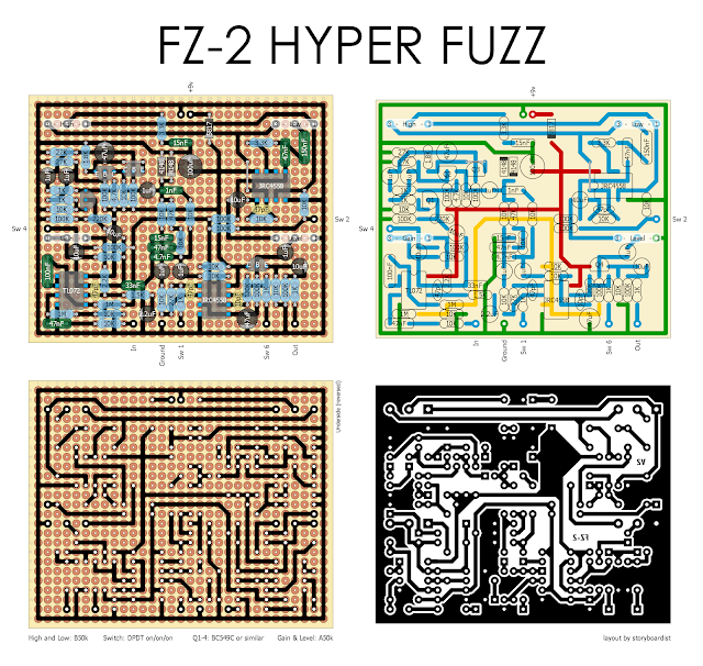 Perf and PCB Effects Layouts: Boss FZ-2 Hyper Fuzz