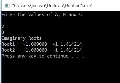 All C Programs: Program 18:To find roots of quadratic equation
