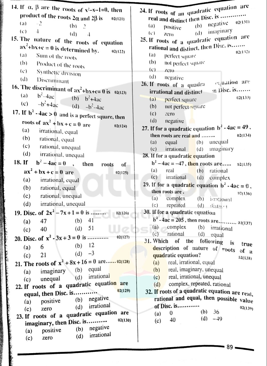 10th Maths Misc. Exercise 2 Solved Obectives - MCQs and Questions ...