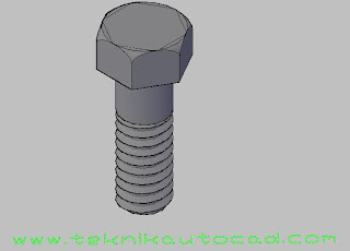 Cara menggambar baut di AutoCad ~ Tutorial AutoCad 3D