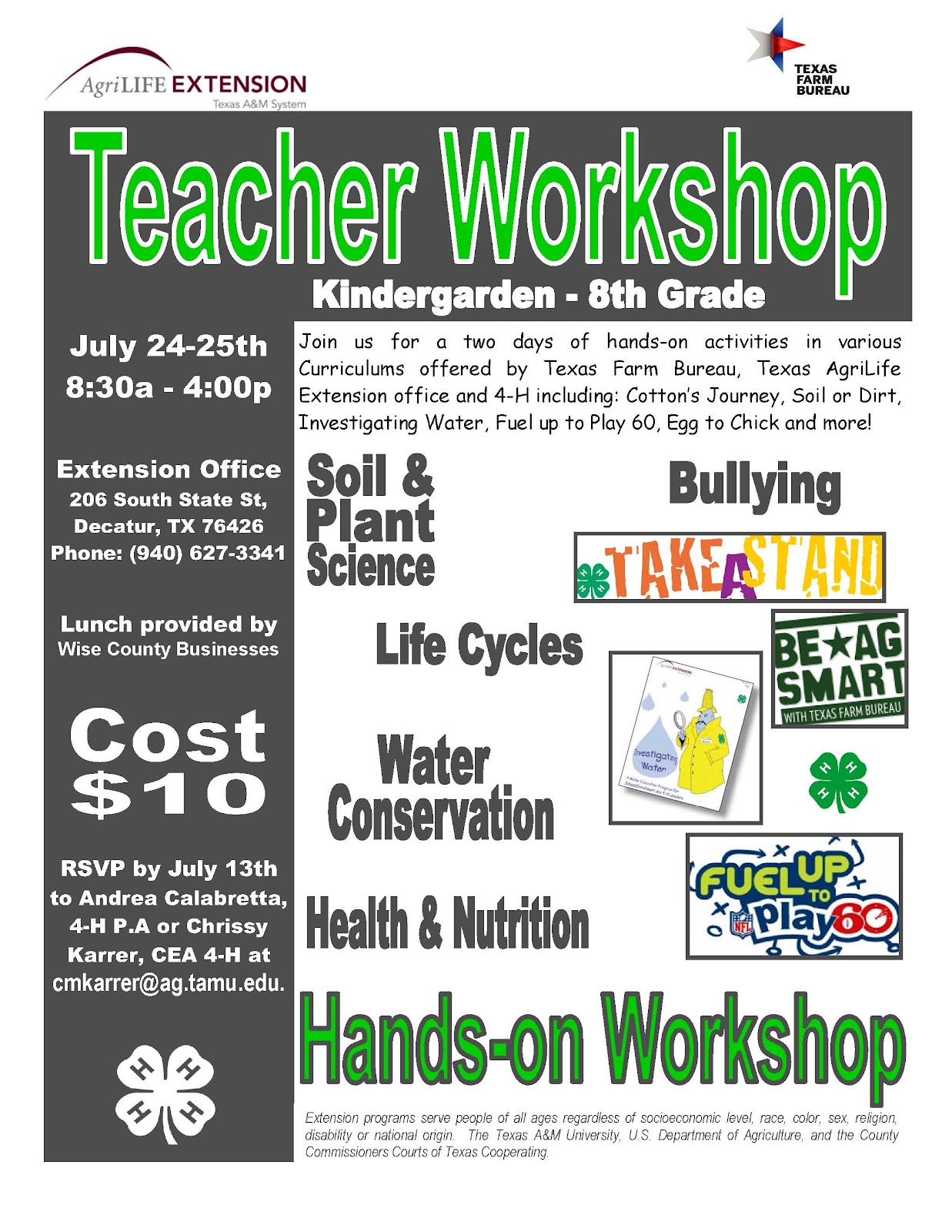 Texas A&M Agrilife Extension - Wise County: 2012 Teacher Workshop