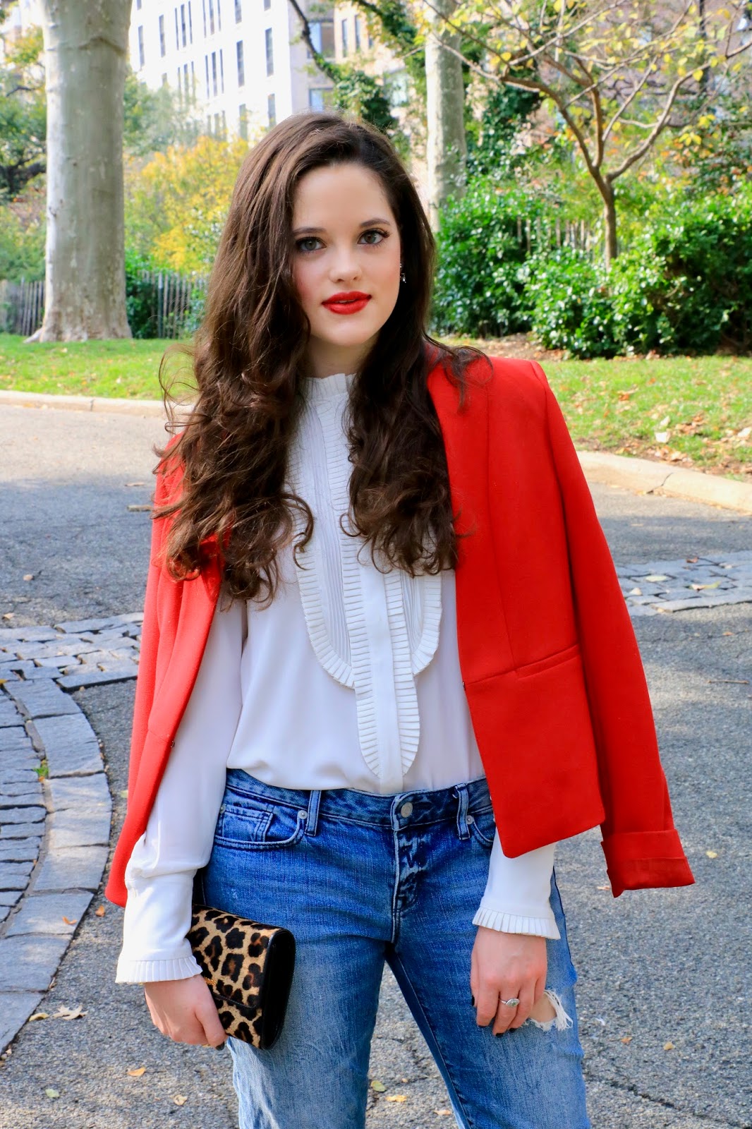 Kathleen's Fashion Fix: The Cherry On Top // ruffle blouse + red blazer