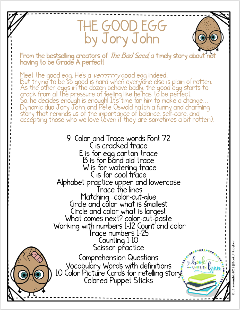THE GOOD EGG BOOK UNIT ~ Book Units by Lynn