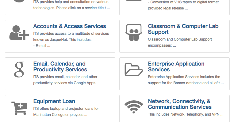 Manhattan College ITS Blog: ITS Service Catalog