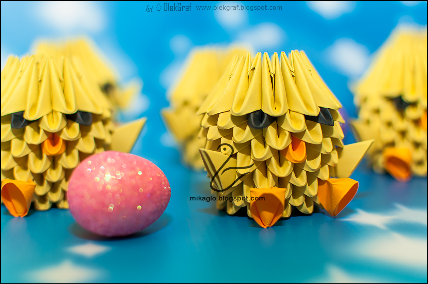 Origami 3d - mikaglo: 539. Kurczaczki z origami / 3d origami baby chickens