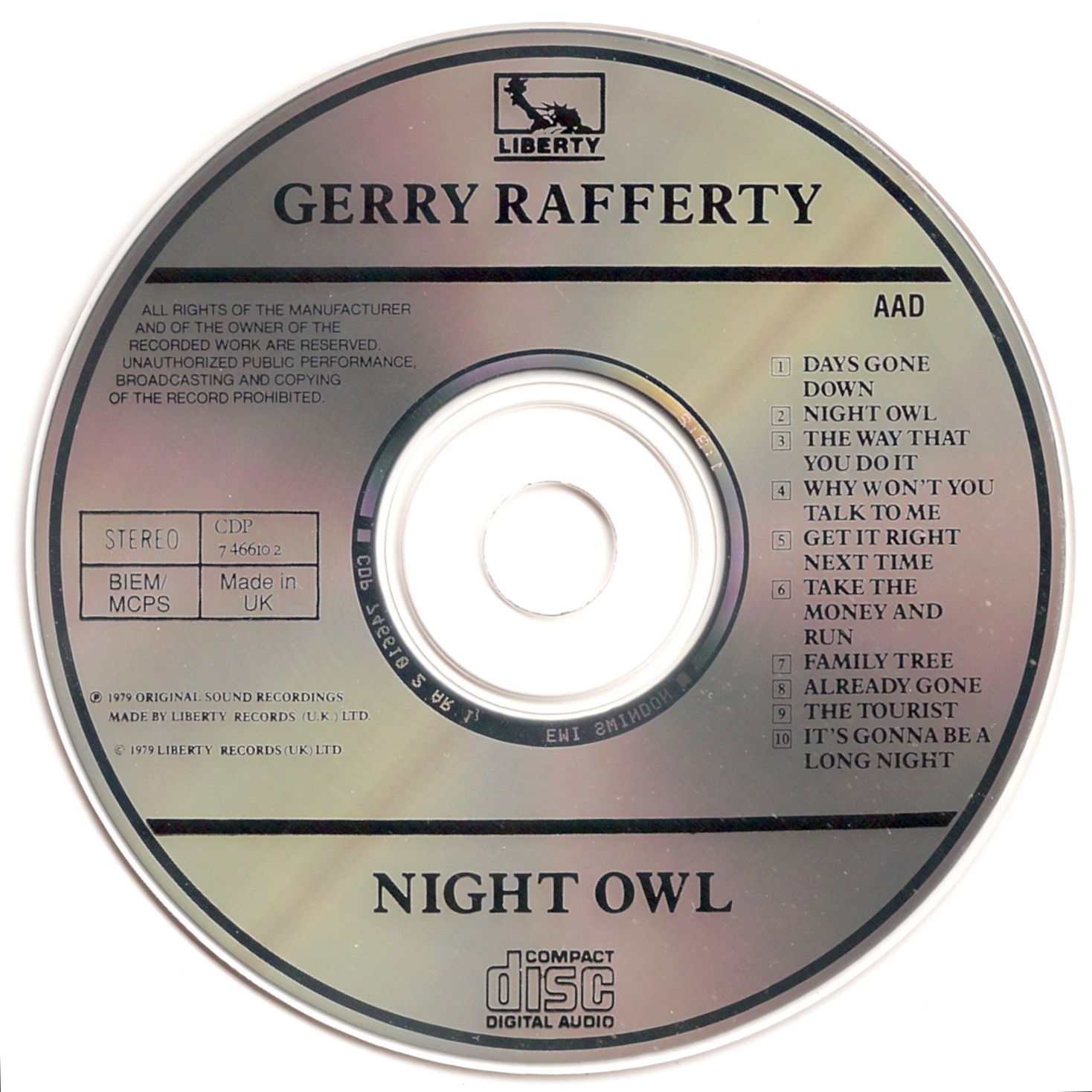 The First Pressing CD Collection: Gerry Rafferty - Night Owl