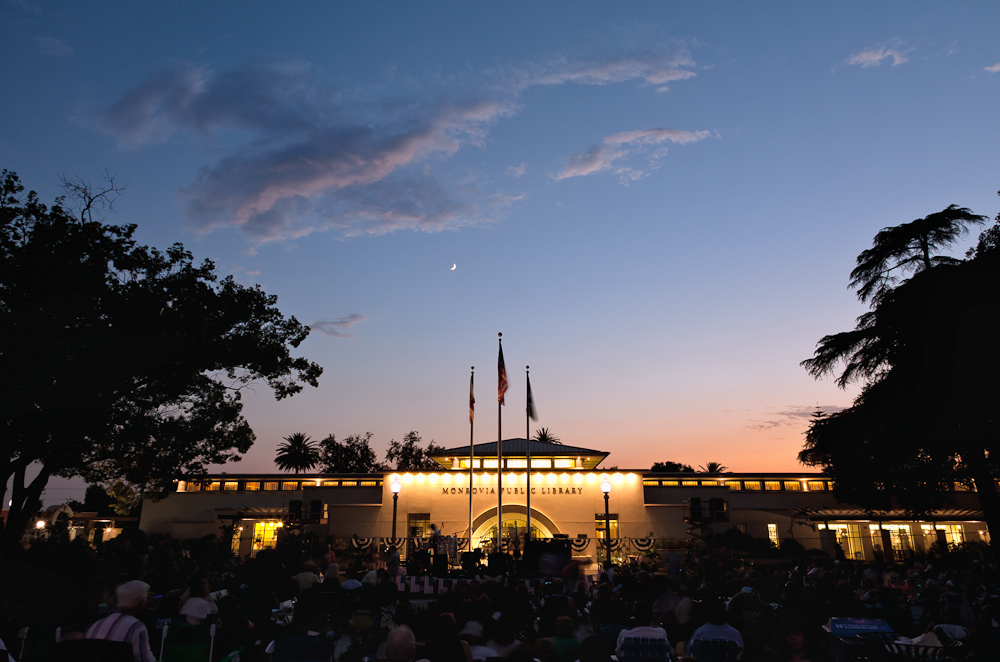 Monrovia Public Library At Dusk