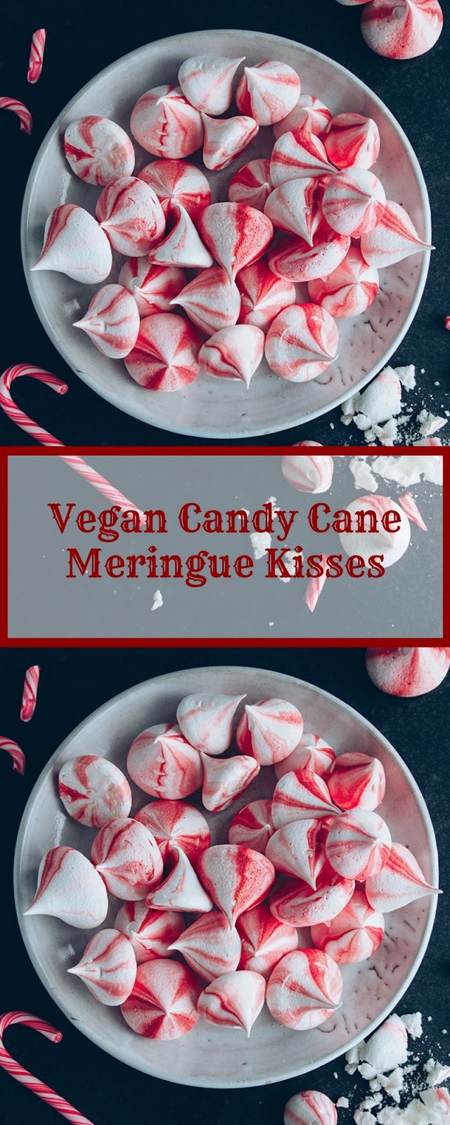 Vegan Candy Cane Meringue Kisses #christma #candy
