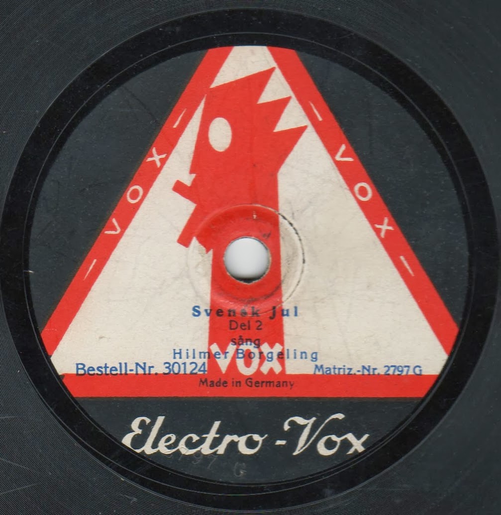 WOLFEES GRAMOPHONE: "SVENSK JUL DEL 1 & 2" HILMER BORGELING ELECTRO VOX ...