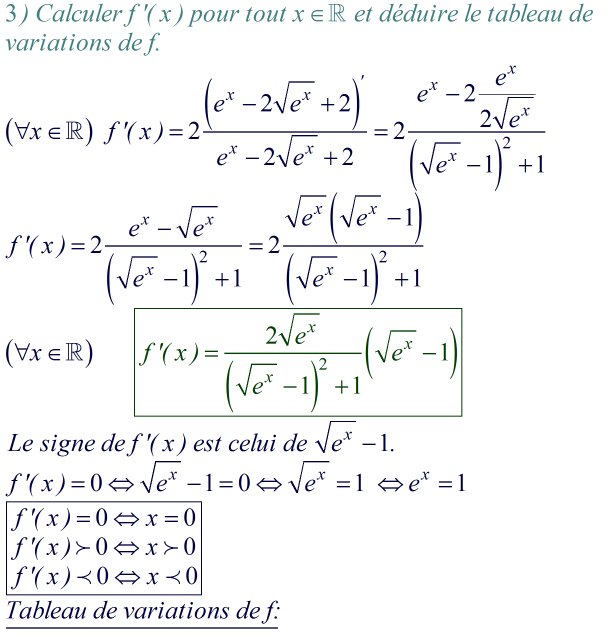 FONCTION EXPONENTIELLE + SUITE DEDUITE DE LA FORME Un+1=f(Un)