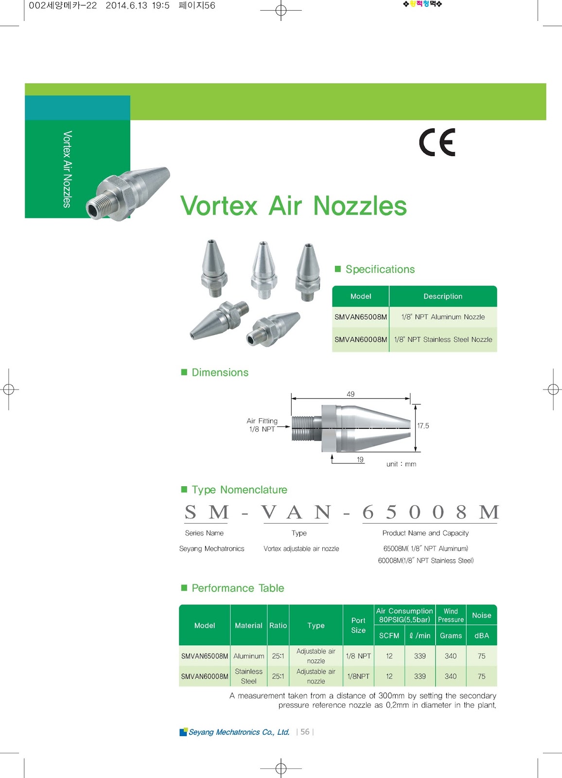 Seyang Mechatronics Co.,Ltd.: Vortex Air Nozzles (Vortex 조절형 공기 노즐)