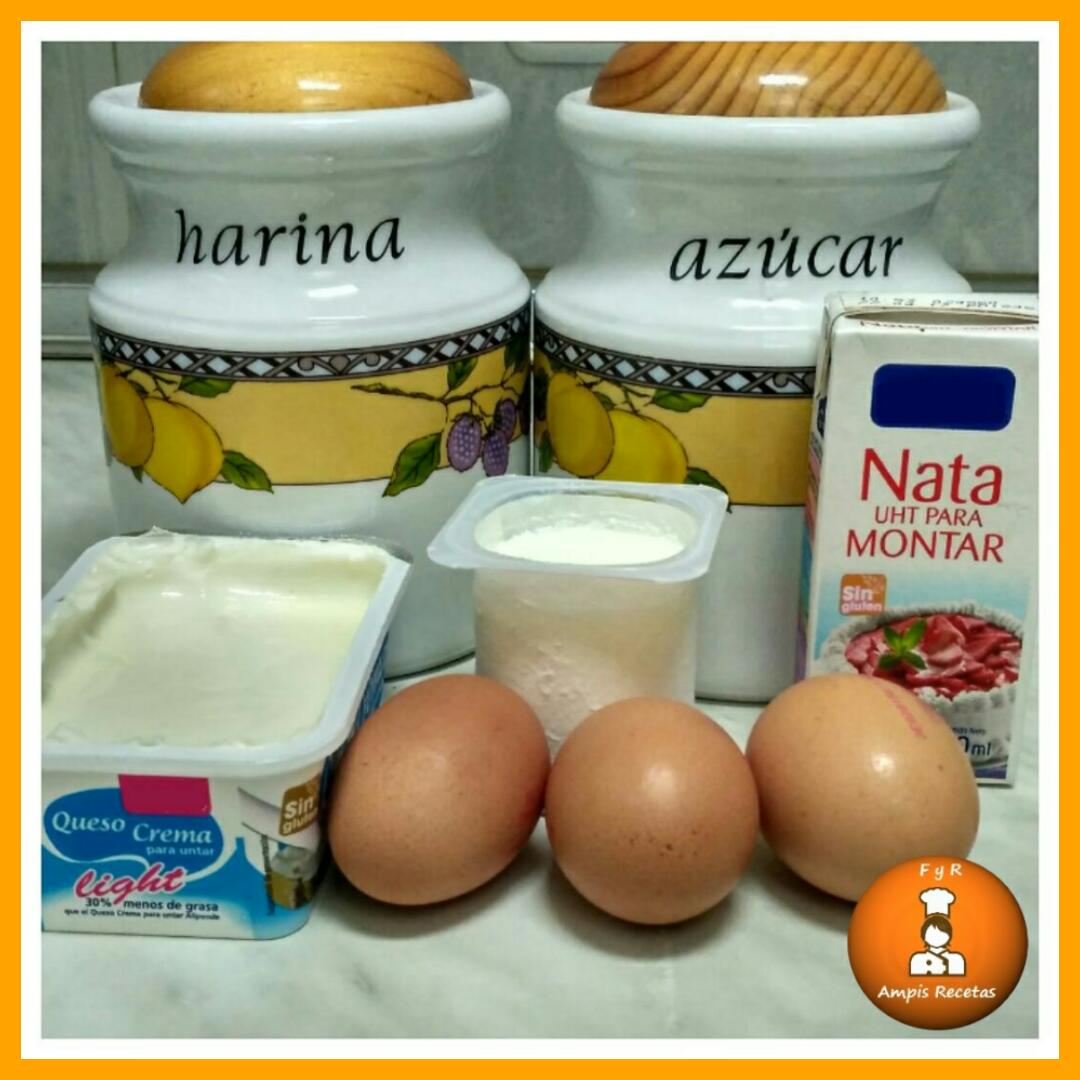 Tarta de nata queso y yogur ~ Fácil y Rico Ampis Recetas