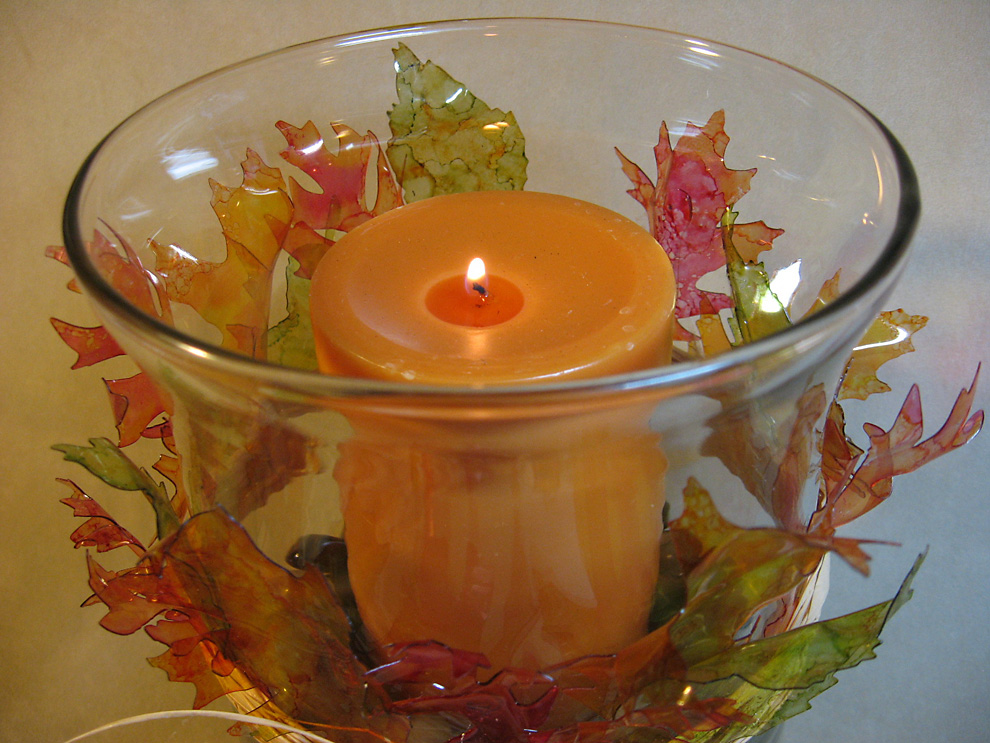 Annette's Creative Journey: Glass Hurricane with Modeling Film Leaves