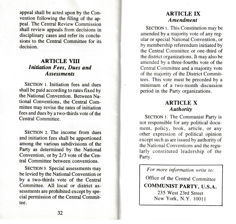 The Left Chapter: Constitution of the Communist Party of the United ...