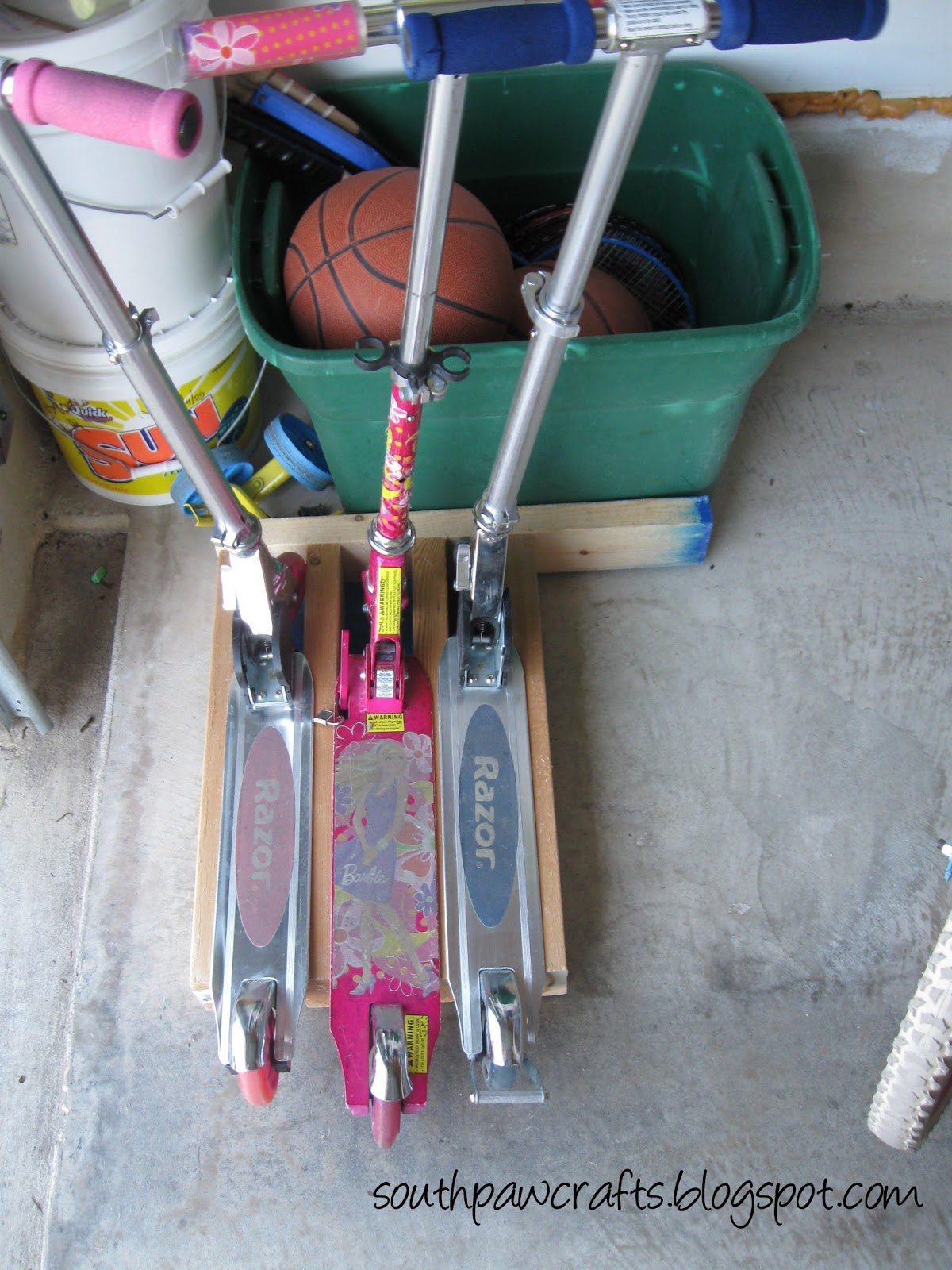 Southpaw Crafts: Pinterest Project Completed! - Scooter Rack