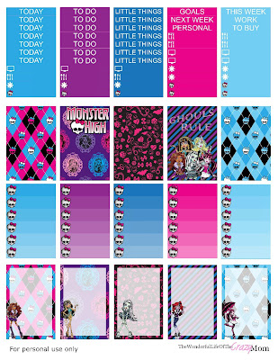 The Wonderful Life of the Crazy Mom: Monster High Planner Printables
