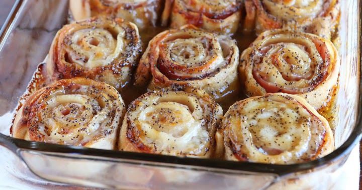 Hot Ham & Cheese Party Rolls