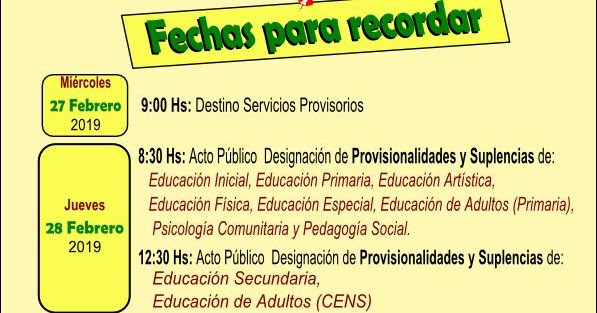 Blog de Secretaría de Asuntos Docentes Castelli: Fechas para recordar