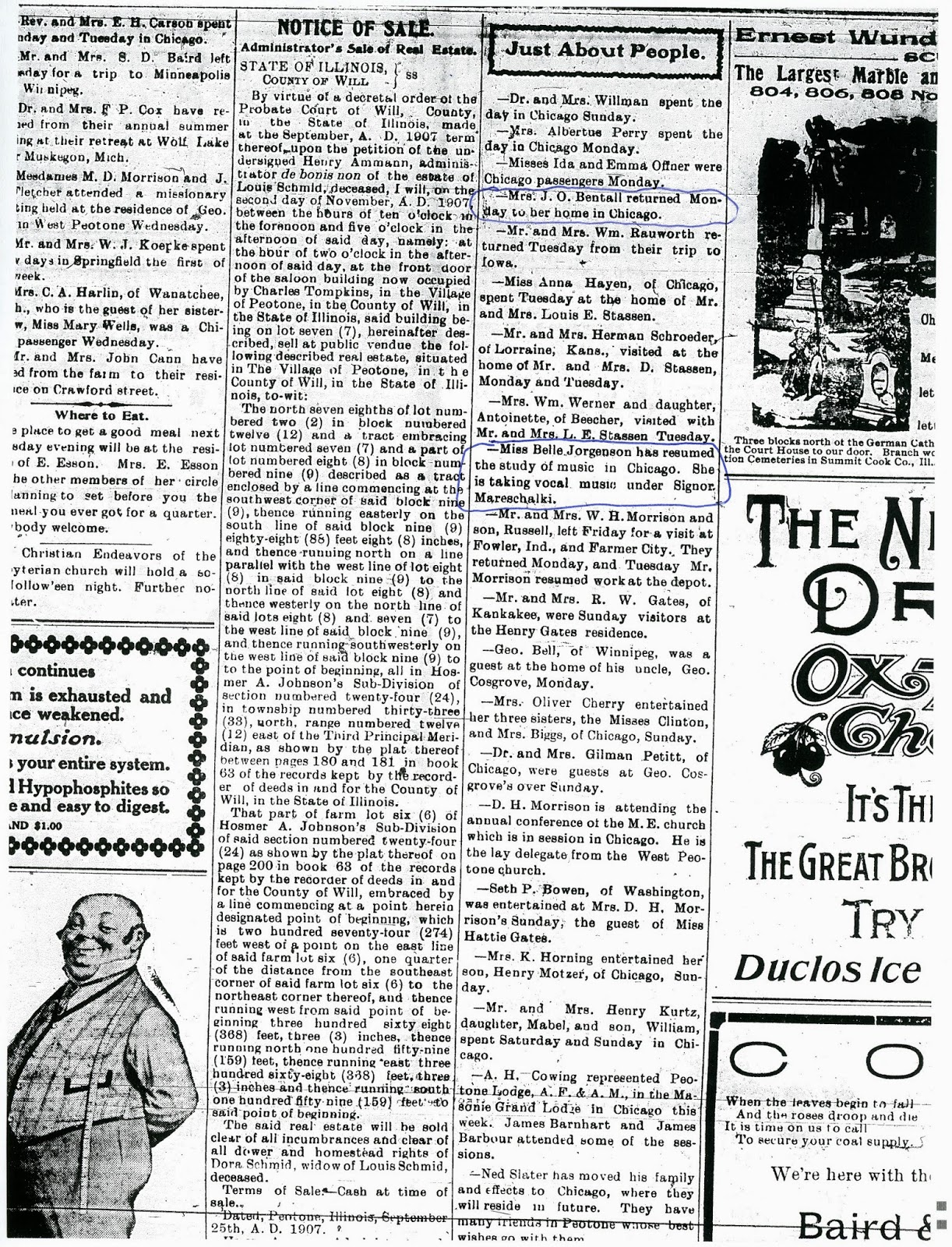 The Old Trunk in the Attic: Newspaper Clippings - Peotone, Illinois 1907
