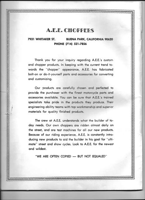 AEE Choppers: part 2 of the 1969 AEE catalog