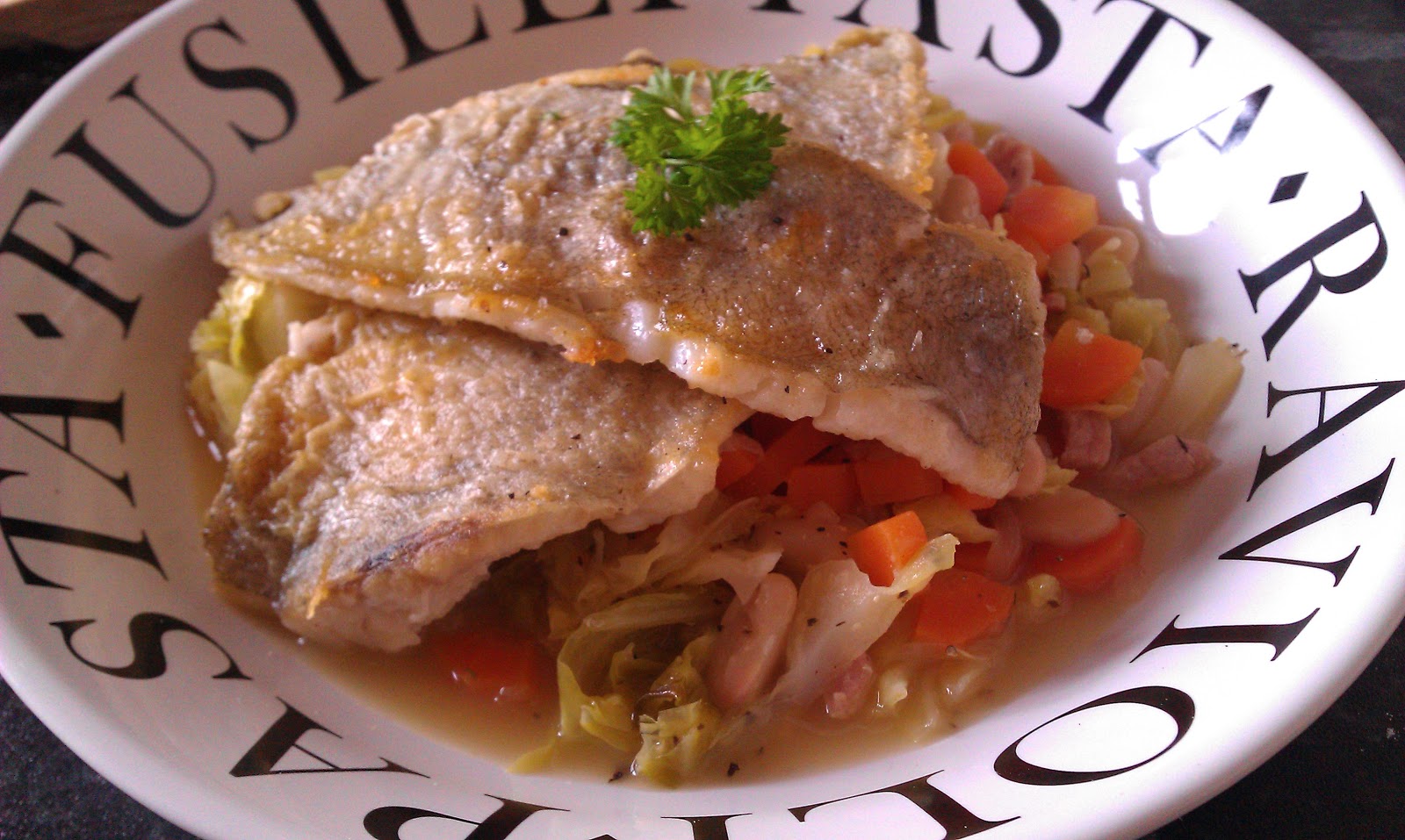 Anne's Kitchen: Pouting with Cabbage, Bacon and Beans