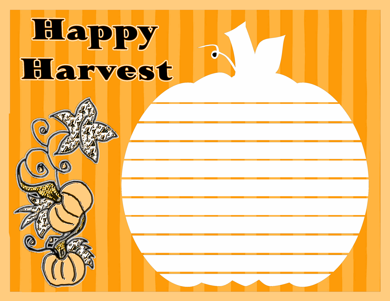 Children's Gems In My Treasure Box: Happy Harvest - Writing Page