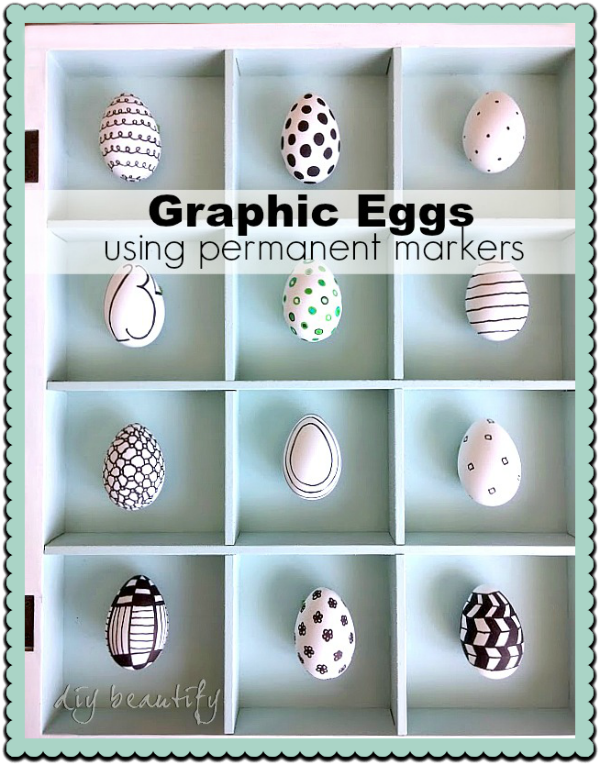 Graphic Eggs in Painted Cabinet - DIY Beautify - Creating Beauty at Home