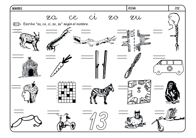 La clase de Marta: ZA, CE, CI, ZO, ZU
